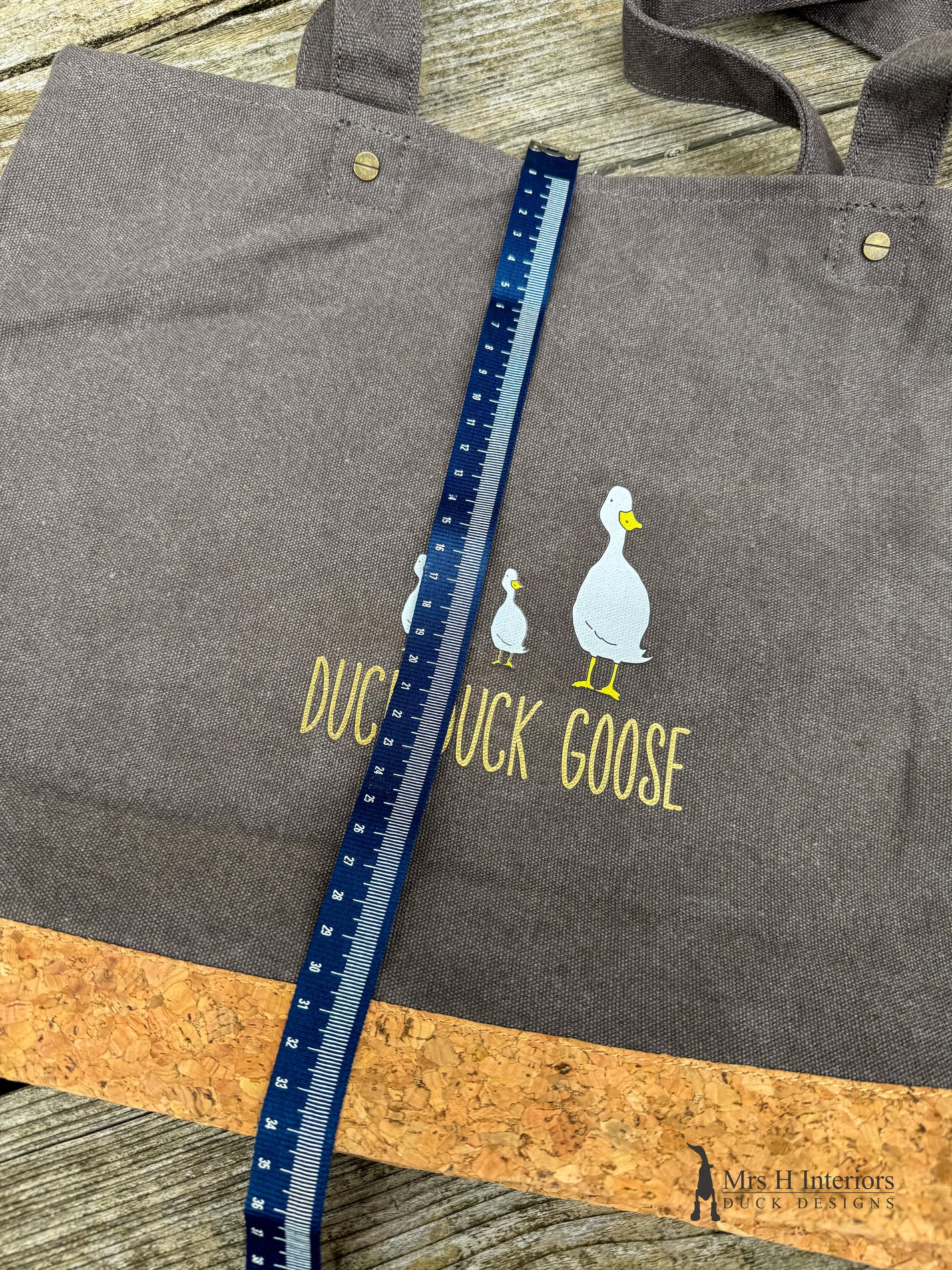 Poppy the duck bag. Various options, Grey washed, heavy cotton and cor ...