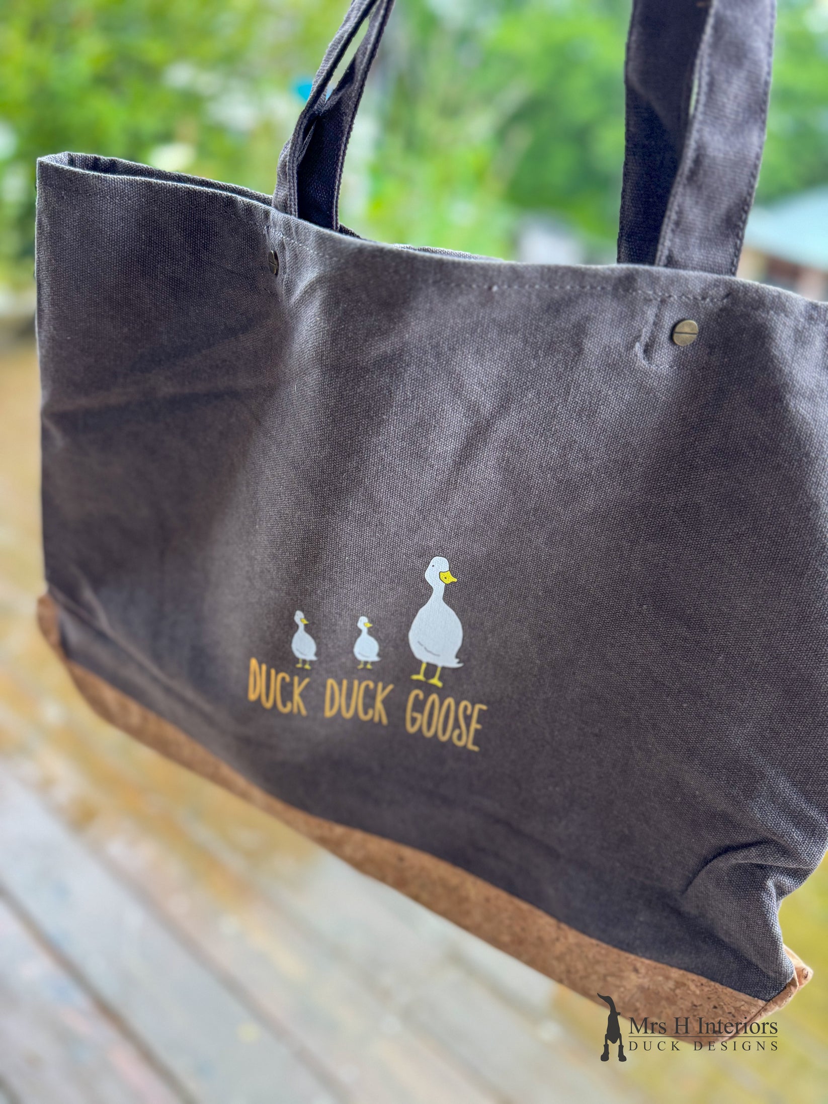 Poppy the duck bag. Various options, Grey washed, heavy cotton and cor ...