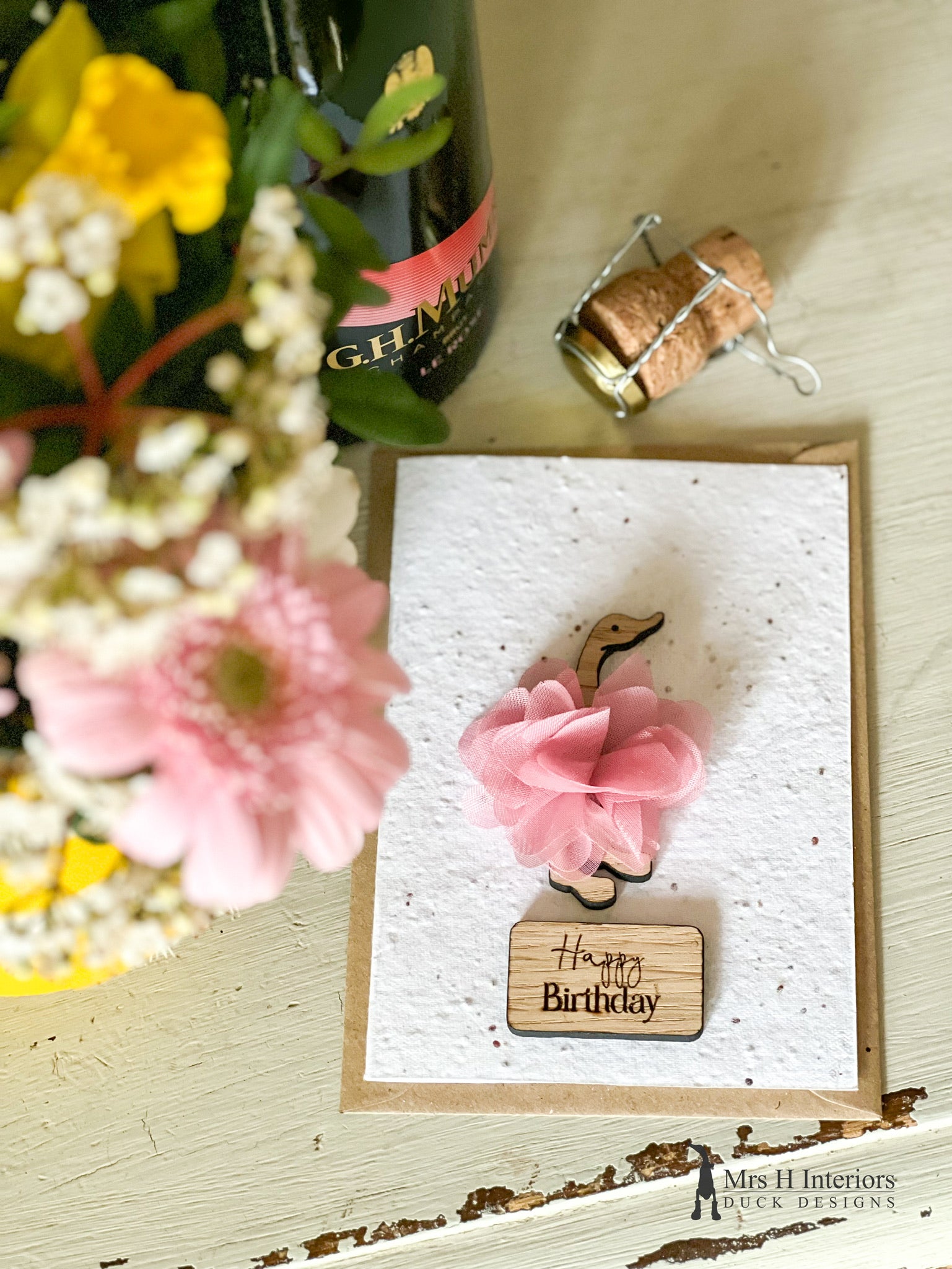 Happy Birthday Duck Tutu Card - Greetings Card - Decorated Wooden Duck ...