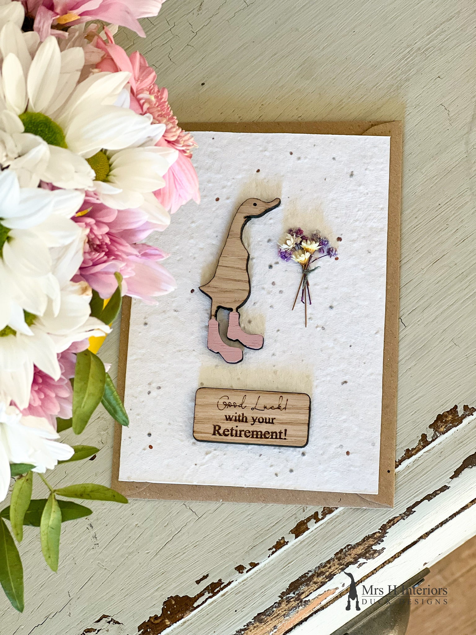 Good Luck With Your Retirement - Duck with Flowers - Good Luck Card ...
